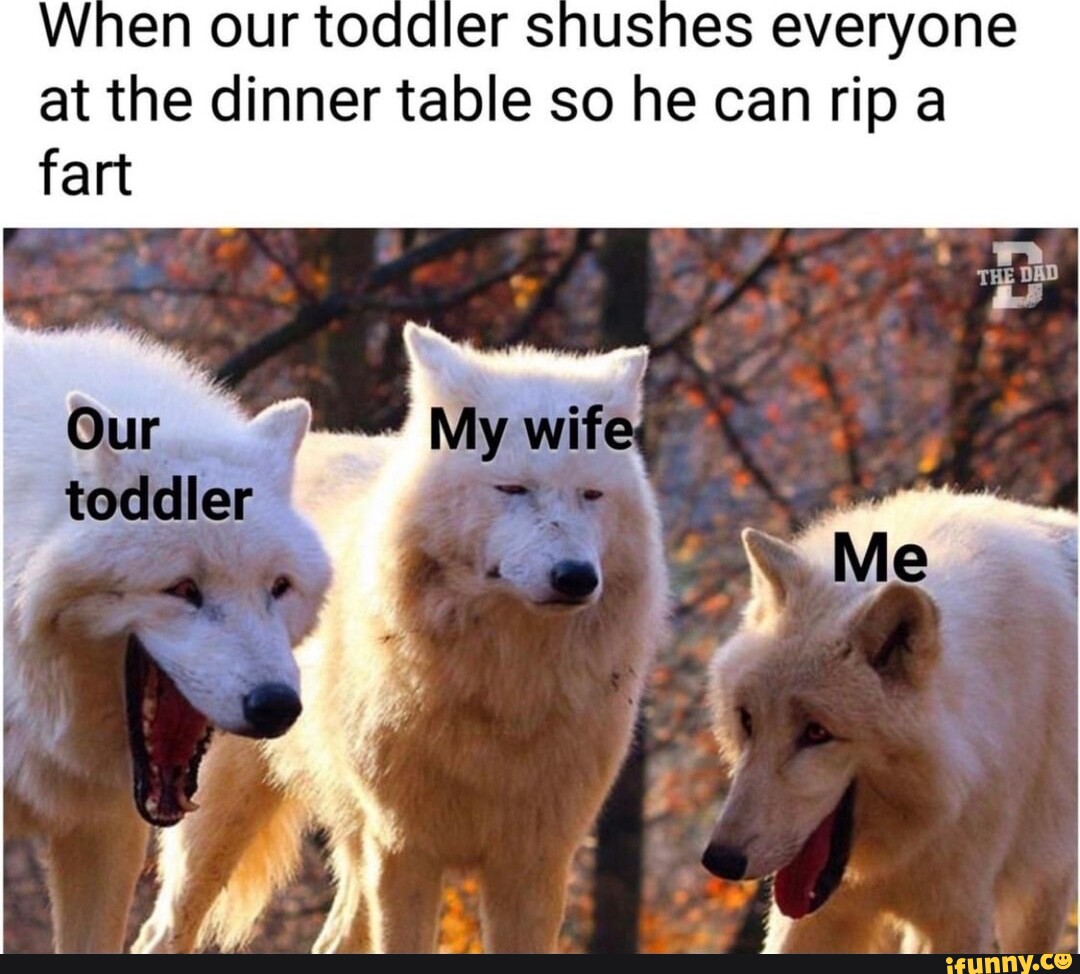 When our toddier shushes everyone at the dinner table so he can rip a ...