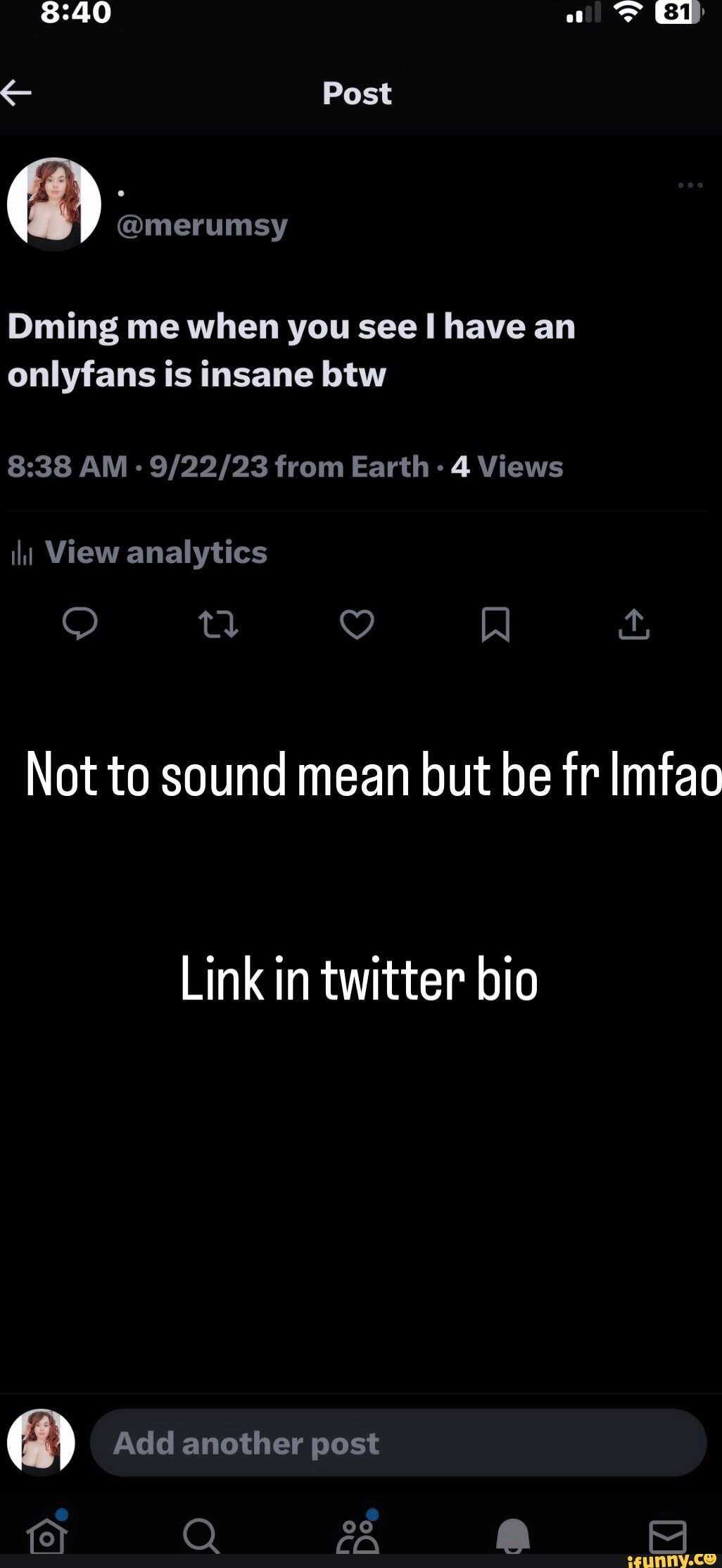 Ex) Post @merumsy Dming me when you see I have an onlyfans is insane ...