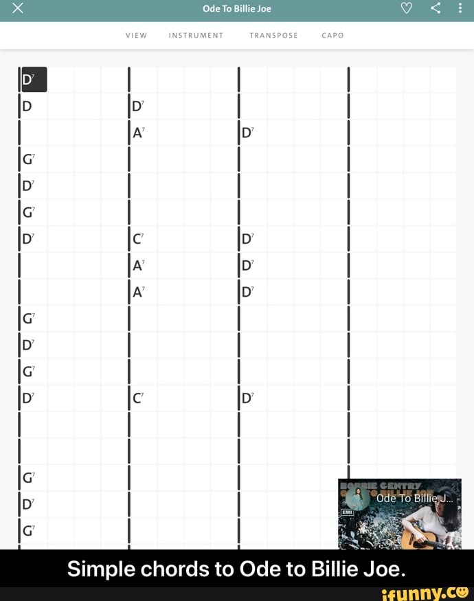 O Simple chords to Ode to Billie Joe. - Simple chords to Ode to Billie ...
