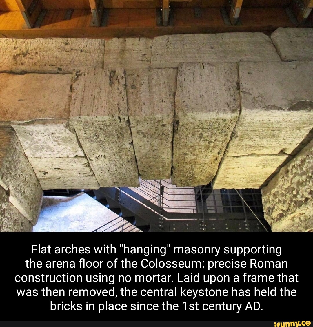 Flat arches with "hanging" masonry supporting the arena floor of the ...