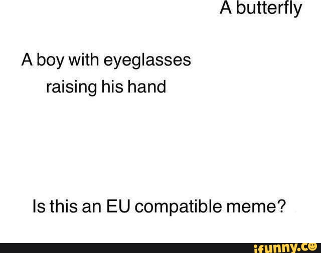 Buttertly A boy with eyeglasses raising his hand Is this an EU ...