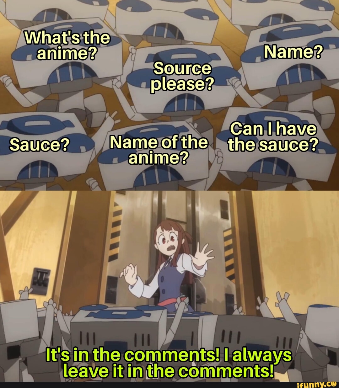 Name? Source please?, anime? What's the SS in the comments! I always ...