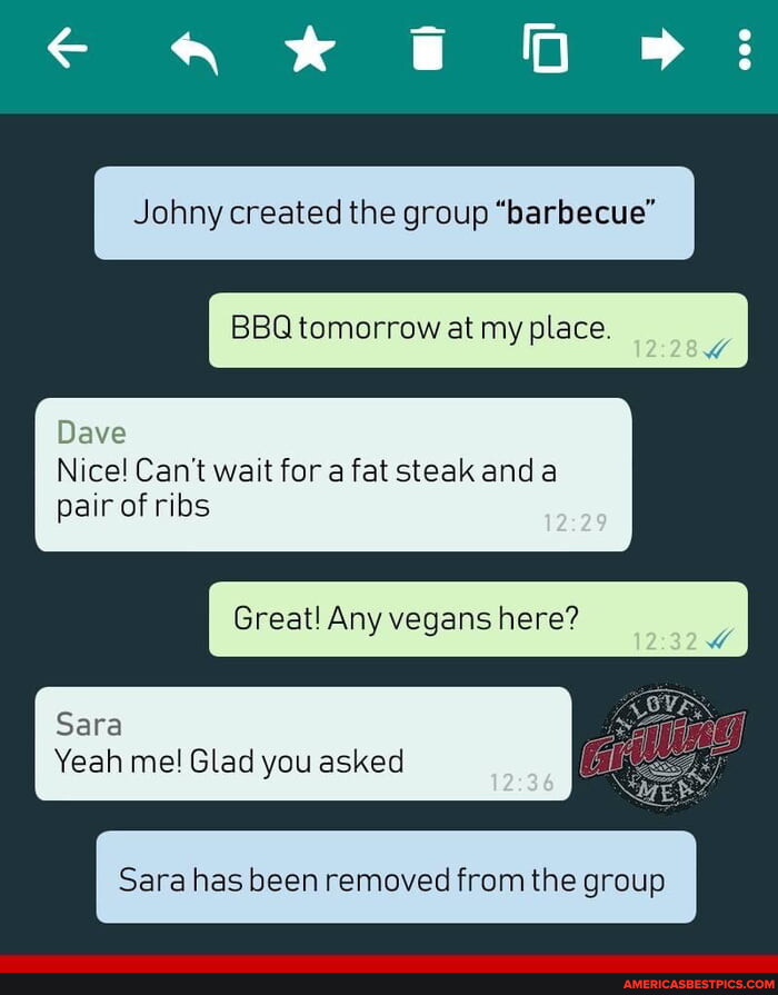 A * O " Johny created the group "barbecue" BBQ tomorrow at my place ...