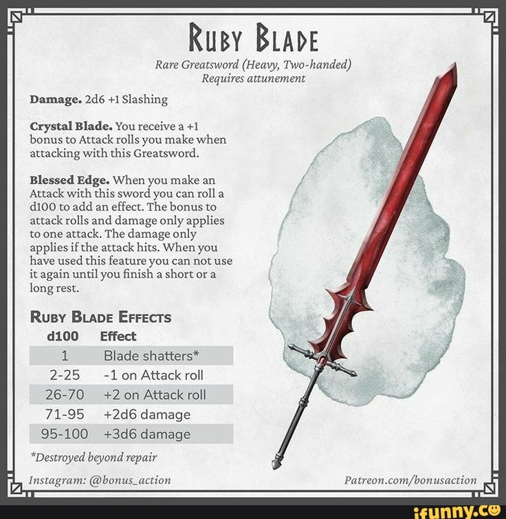 Ruby BLADE Rare Greatsword (Heavy, Two-handed) Requires attunement ...