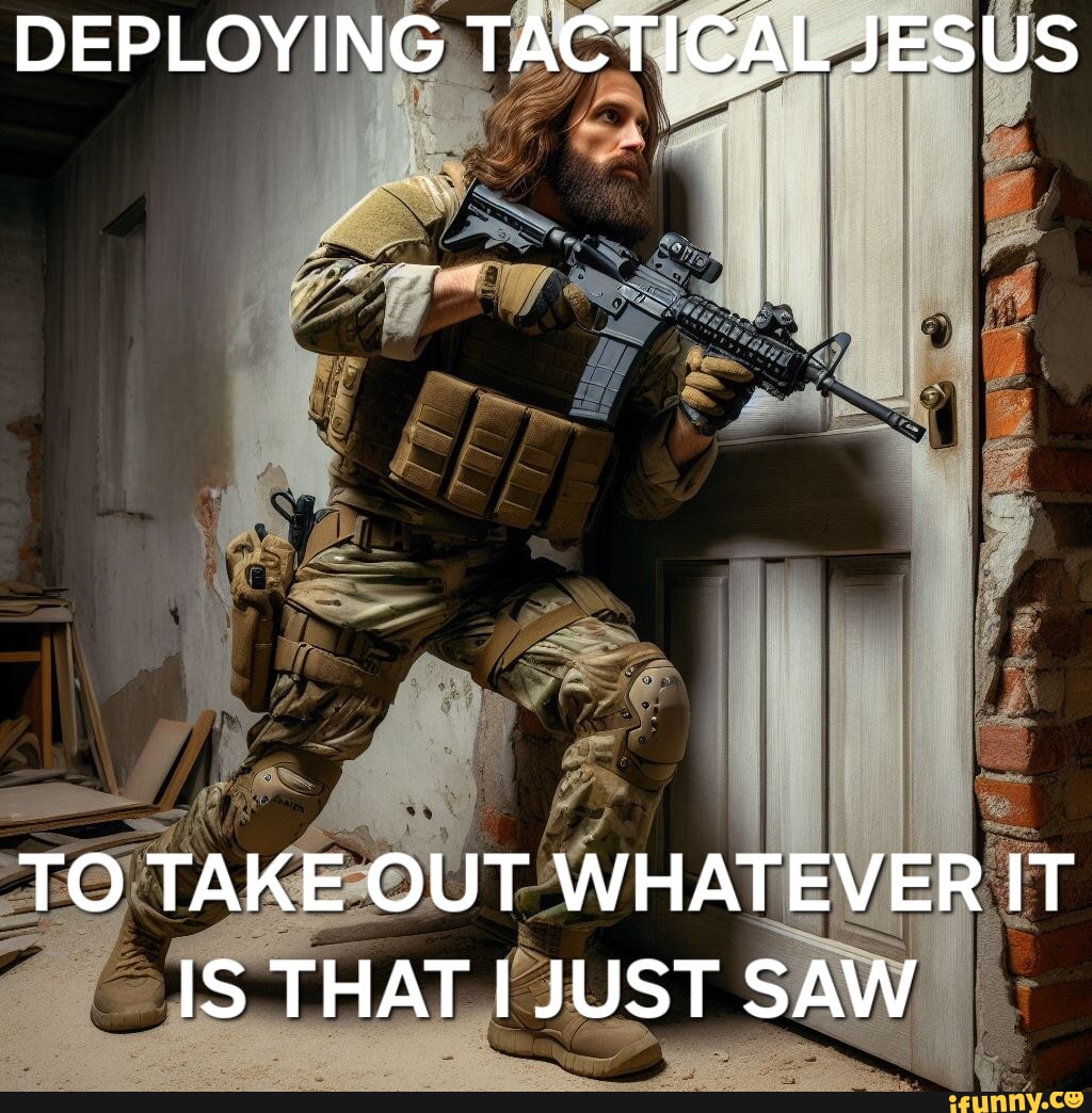 DEPLOYING TACTICAL JESUS TO TAKE OUT WHATEVER IT IS THAT I JUST SAW ...