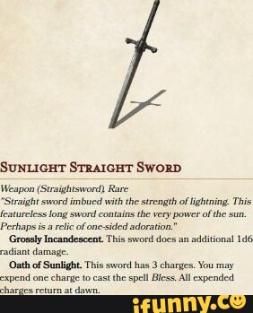 SUNLIGHT STRAIGHT SwoRD Weapon (Straightsword) Rare 'Straight sword ...