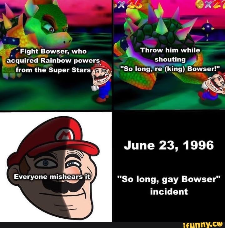 Fight Bowser, who Ga Throw him while acquired Rainbow powers shouting ...
