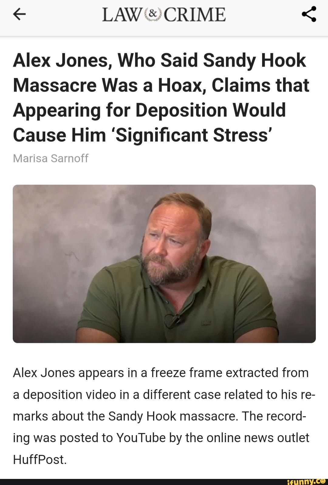 LAW@ CRIME Alex Jones, Who Said Sandy Hook Massacre Was a Hoax, Claims ...