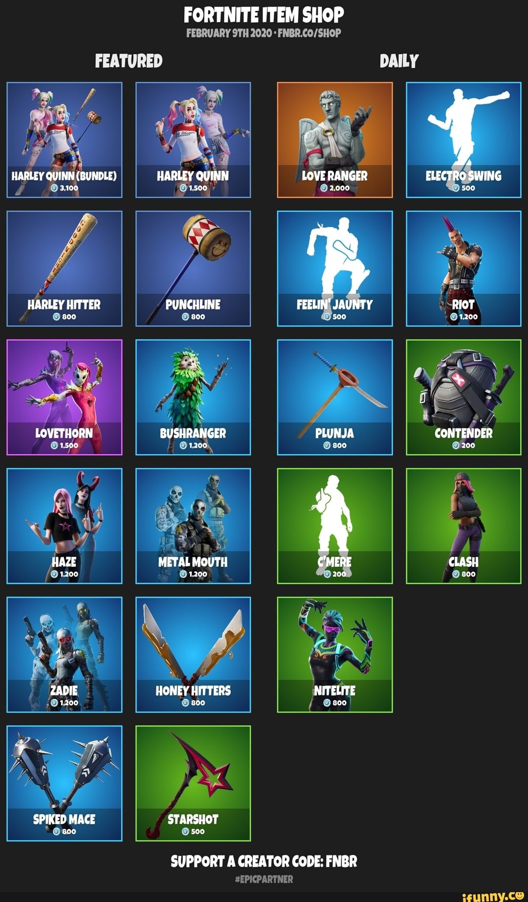 FORTNITE ITEM SHOP SUPPORT A CREATOR CODE: FNBR #EPICPARTNER - iFunny
