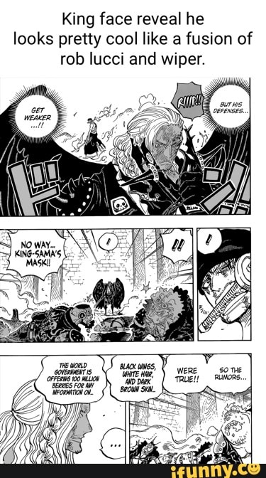 King face reveal he looks pretty cool like a fusion of rob lucci and ...