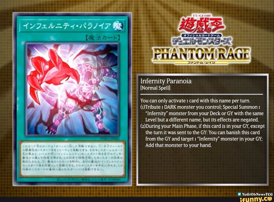 Infernity Paranoia [Normal Spell] You can only activate 1 card with ...