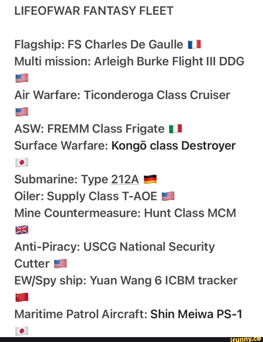 LIFEOFWAR FANTASY FLEET Flagship: FS Charles De Gaulle Multi mission ...