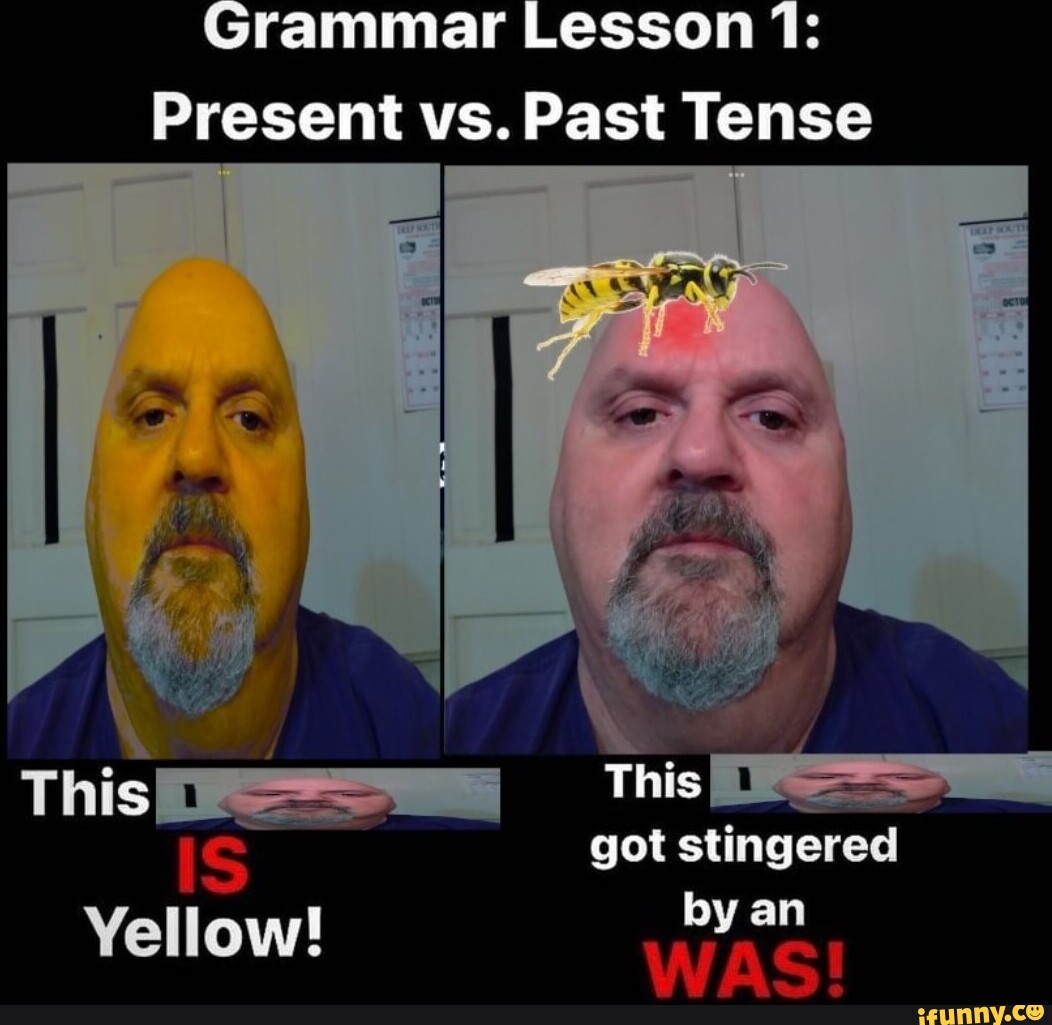 Grammar Lesson Present vs. Past Tense \ \ IS Yellow! This got stingered ...