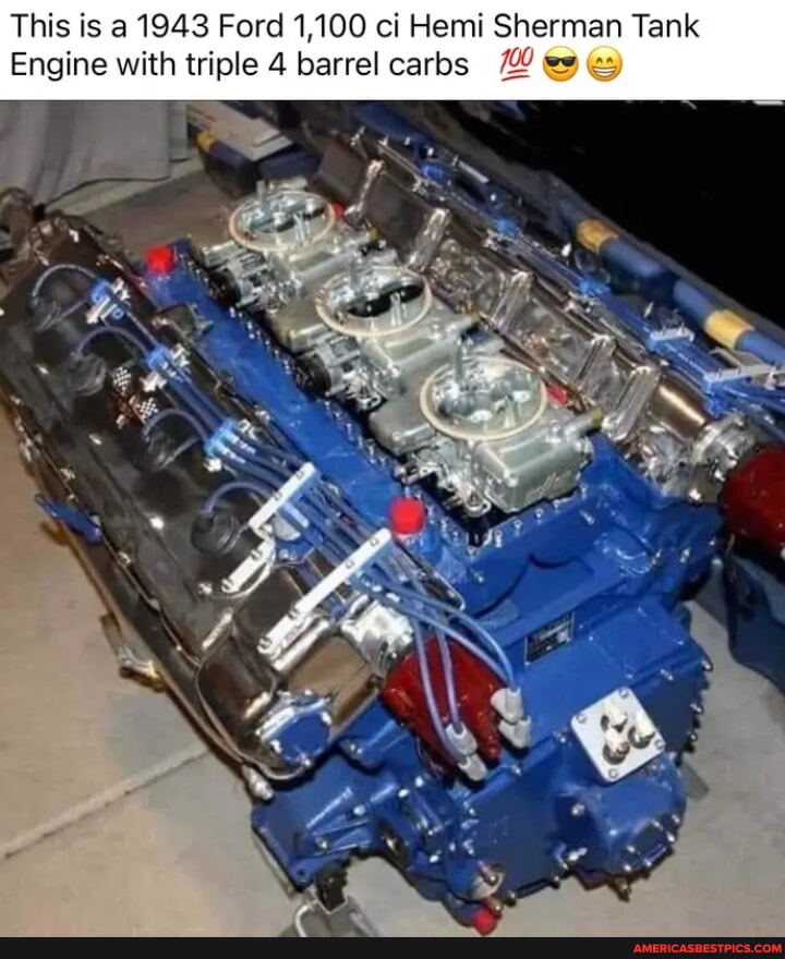 This is a 1943 Ford 1,100 ci Hemi Sherman Tank Engine with triple 4 ...