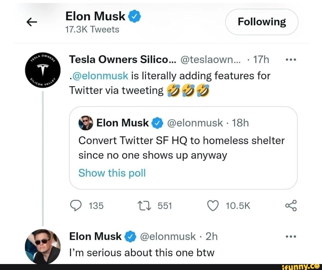 Elon Musk 17.3K Tweets Tesla Owners Silico... @teslaown... - .@elonmusk ...