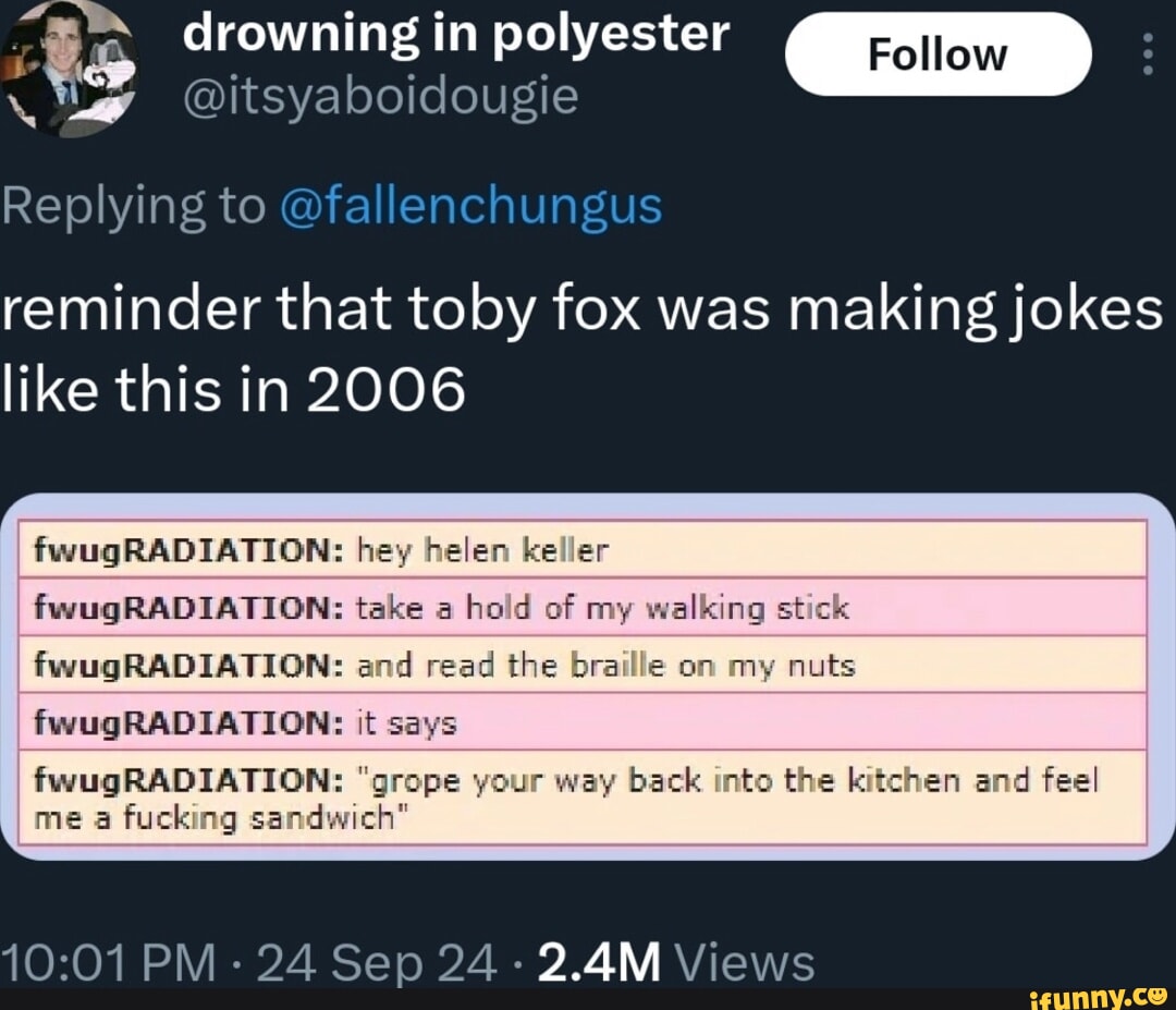 Drowning in polyester @itsyaboidougie Replying to @fallenchungus Follow ...