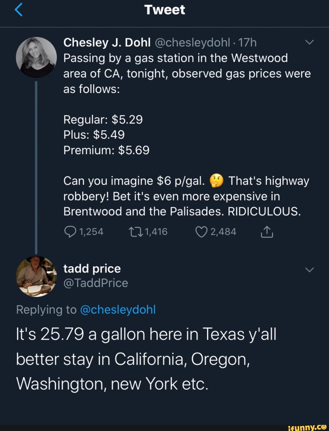 Chesley J. Dohl @chesleydohl - 17h v (& Passing by a gas station in the ...