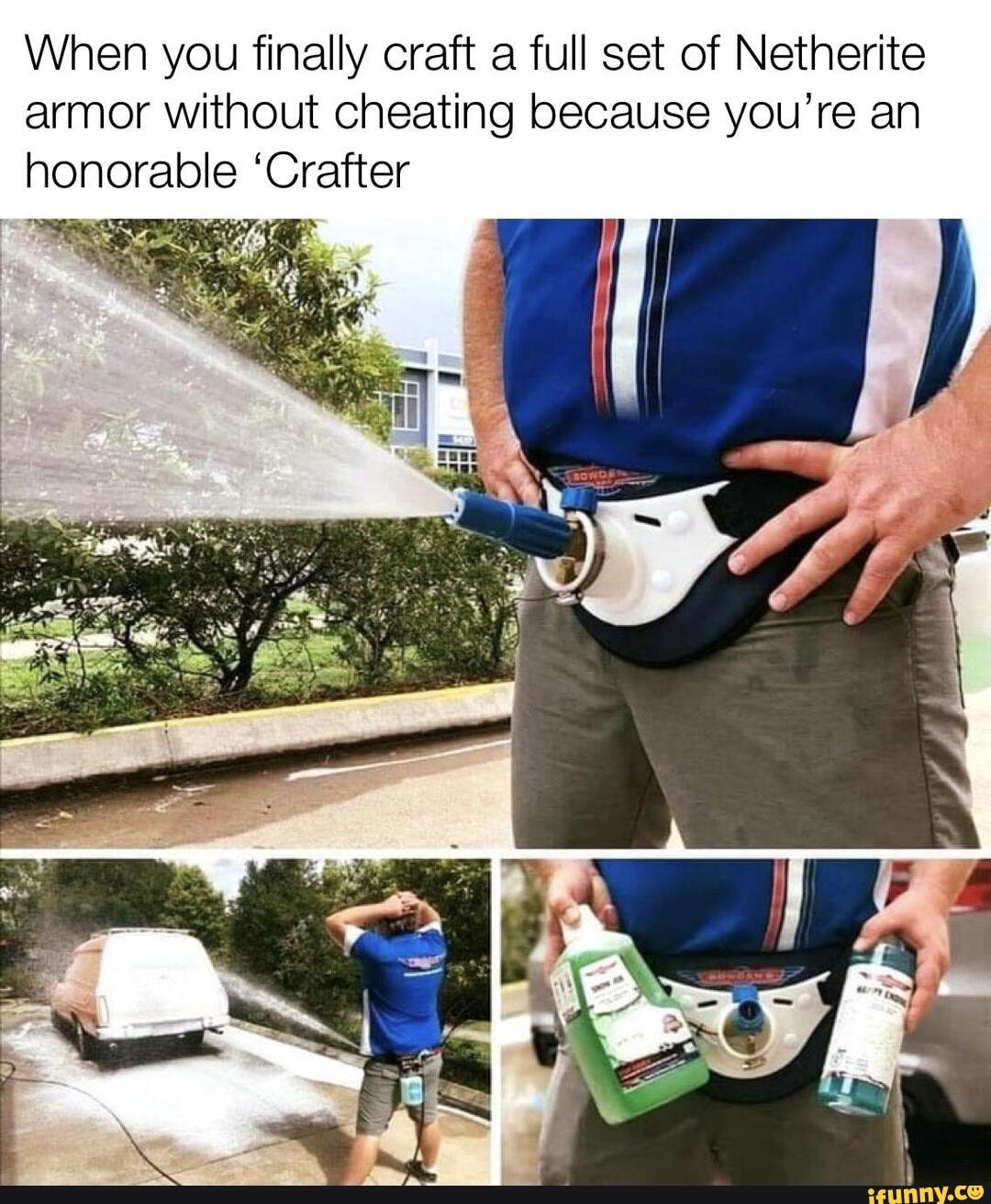When you finally craft a full set of Netherite armor without cheating ...
