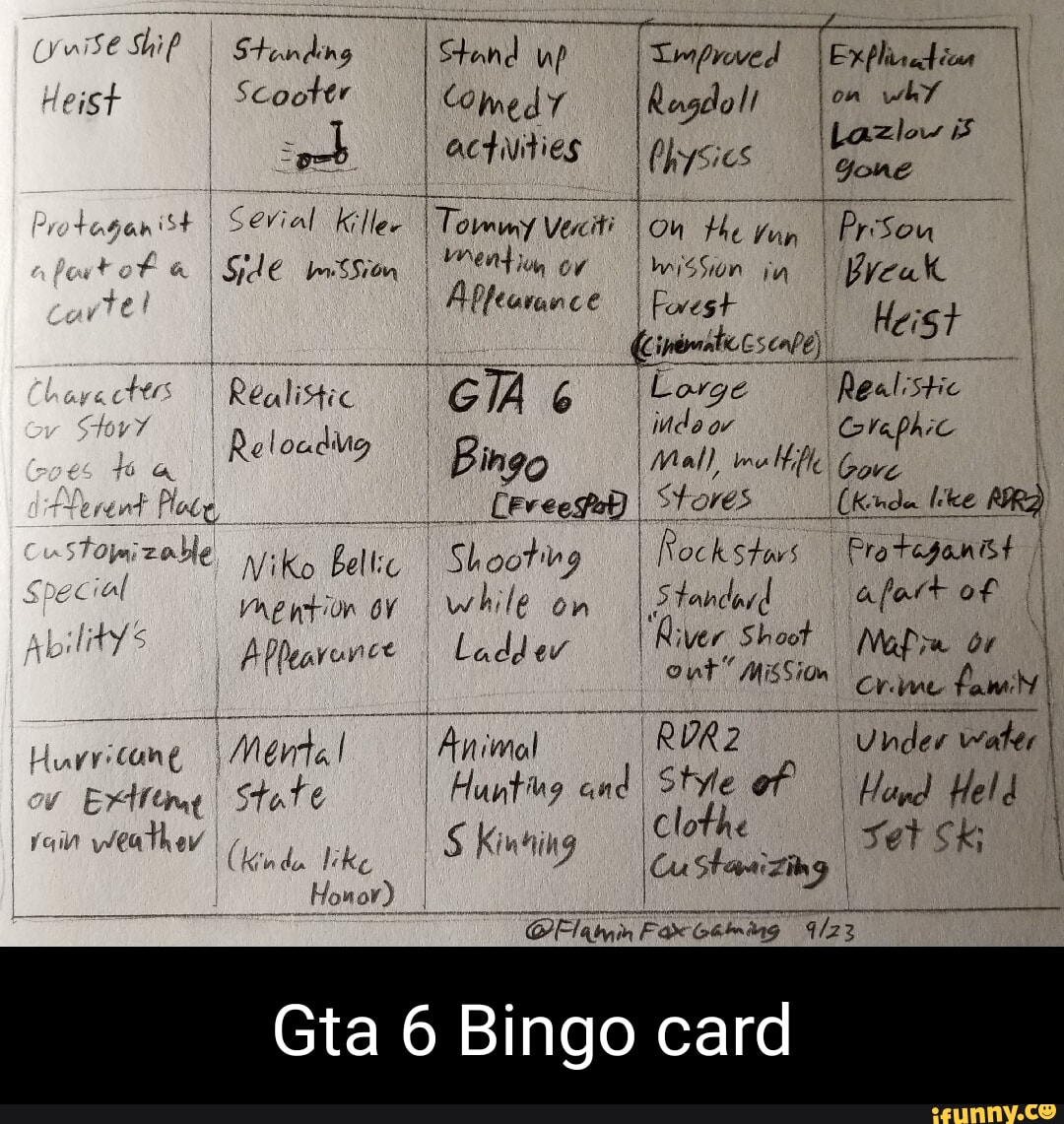 Realistic Stores. Sk Gta 6 Bingo card - iFunny