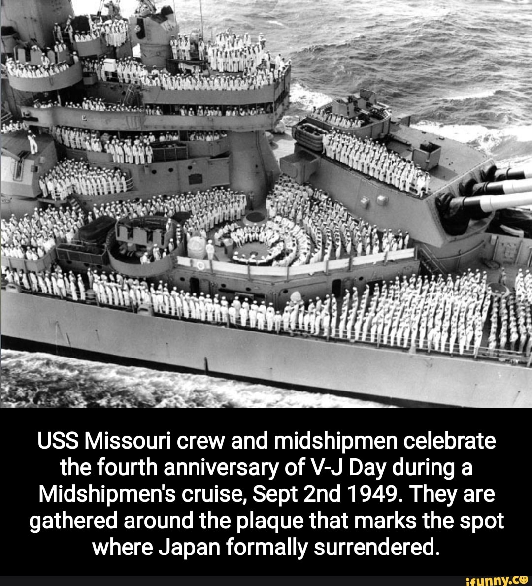 USS Missouri crew and midshipmen celebrate the fourth anniversary of V ...
