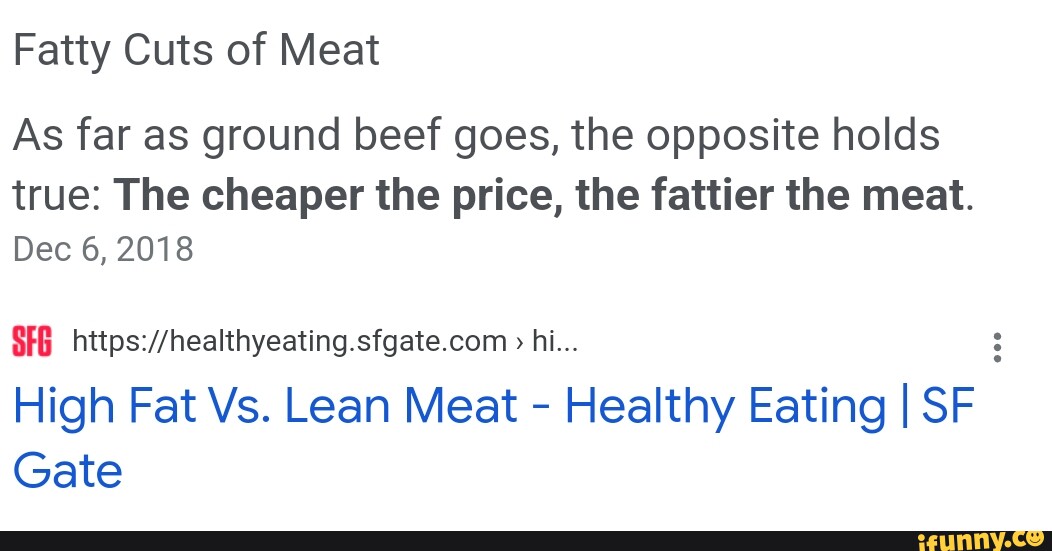 Fatty Cuts of Meat As far as ground beef goes, the opposite holds true ...