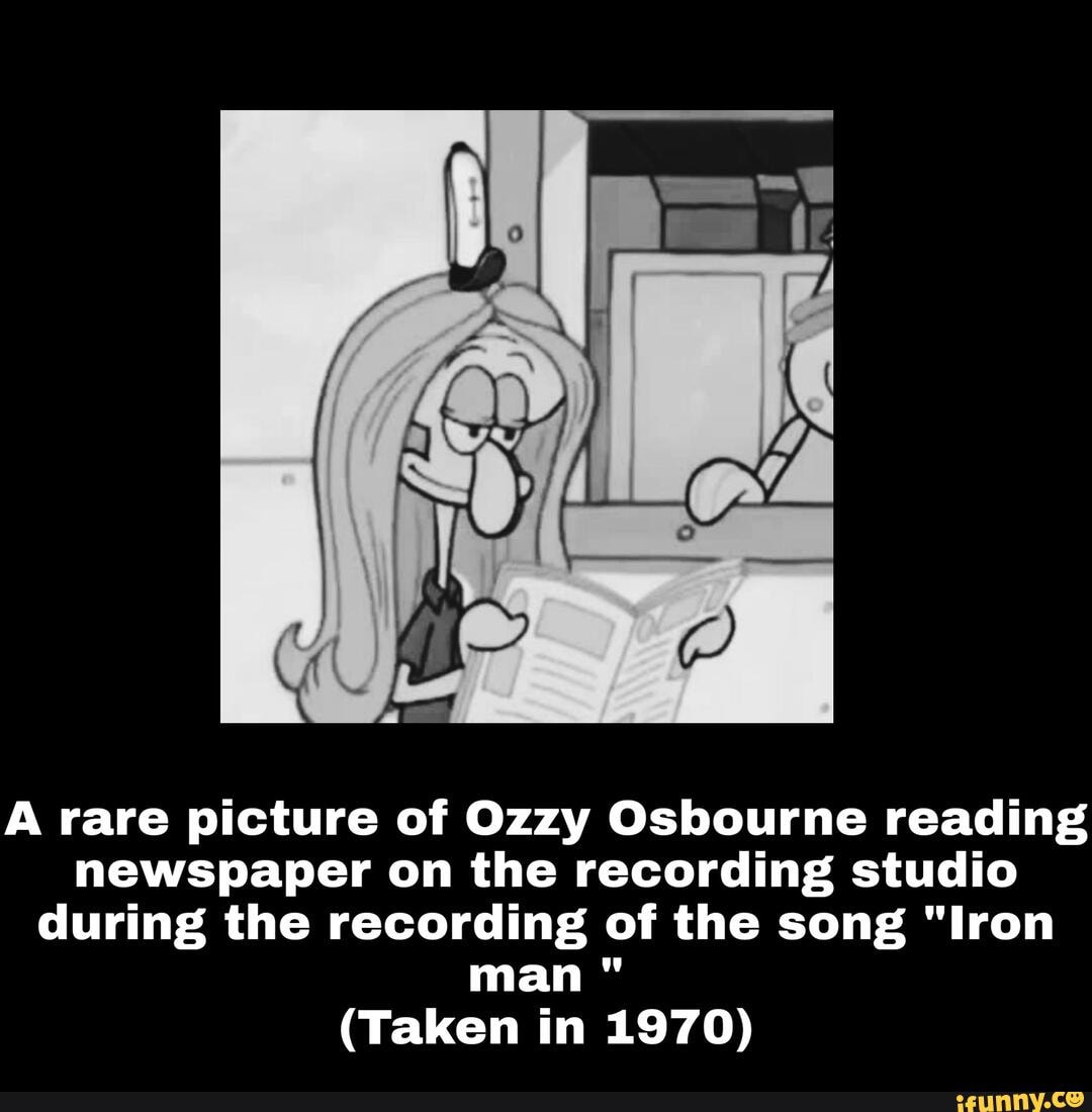 A rare picture of Ozzy Osbourne reading newspaper on the recording ...
