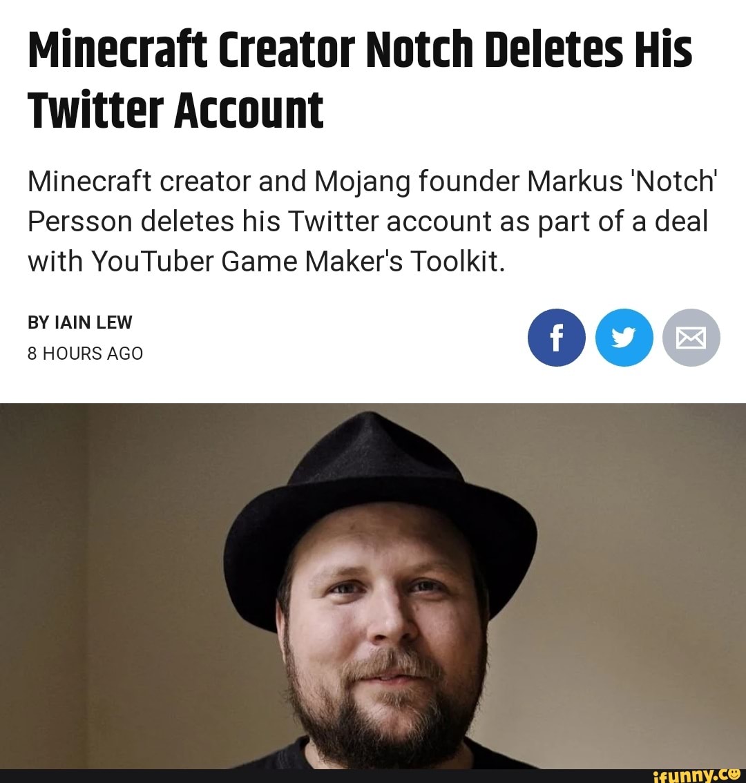 Minecraft Creator Notch Deletes His Twitter Account Minecraft creator ...