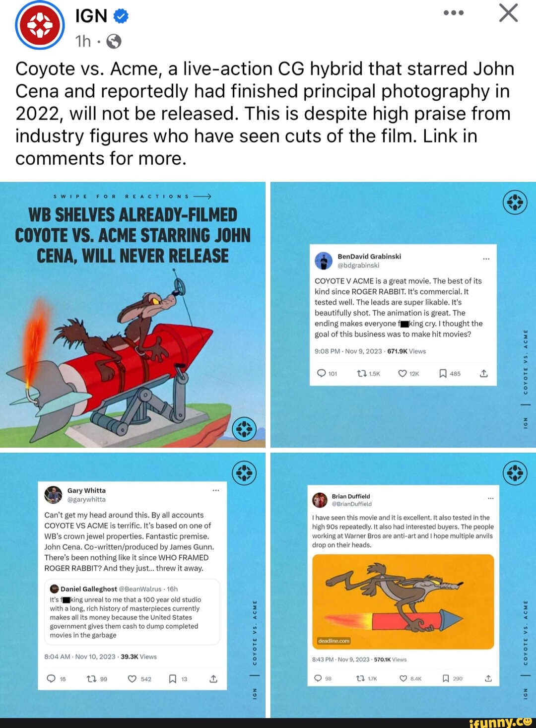 The Coyote vs. Acme, a live-action CG hybrid that starred John Cena and ...