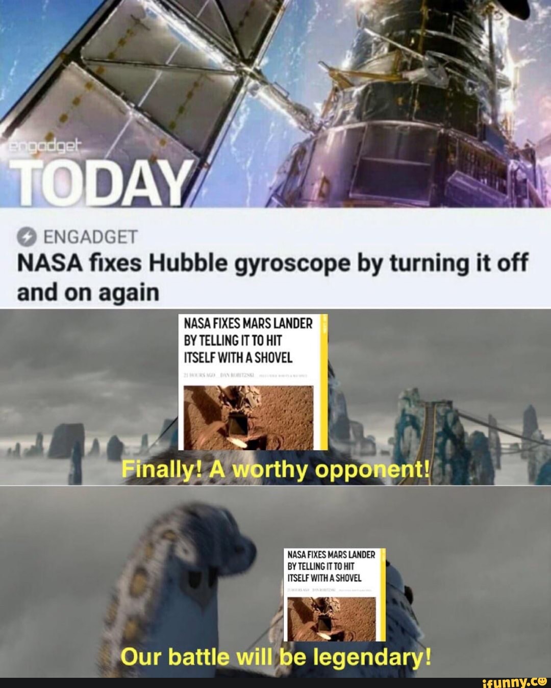 ENGADGET NASA fixes Hubble gyroscope by turning it off and on again ...