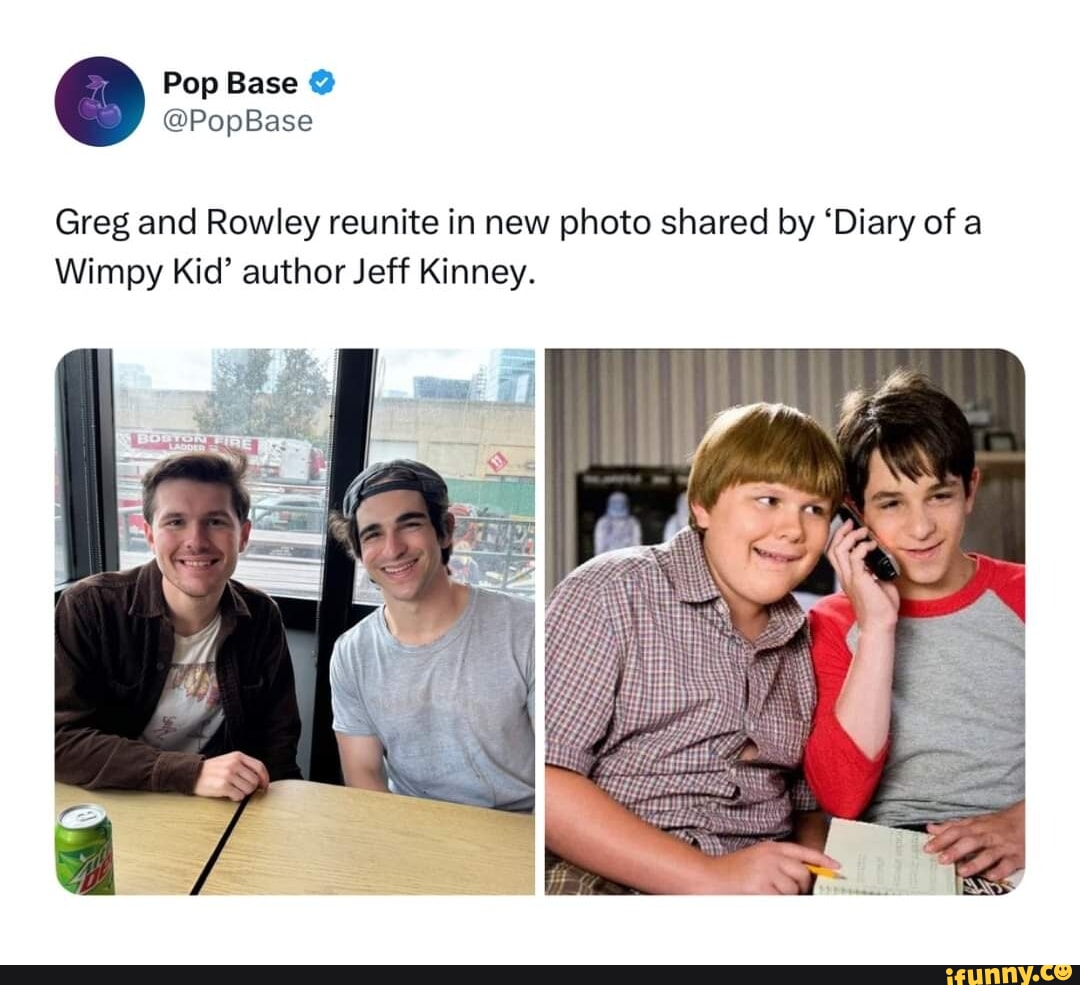 Pop Base @ @PopBase Greg and Rowley reunite in new photo shared by 'Diary of a Wimpy Kid' author ...