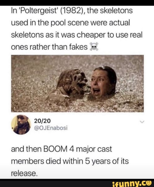 In 'Poltergeist' (1982), the skeletons used in the pool scene were ...