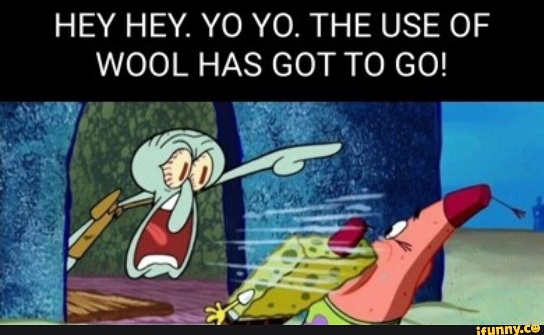 HEY HEY. YO YO. THE USE OF WOOL HAS GOT TO GO! - iFunny