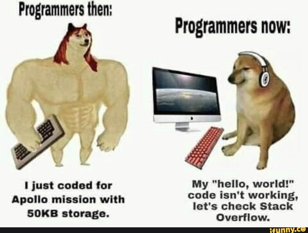 Programmers then: just coded for Apollo mission with S50KB storage ...