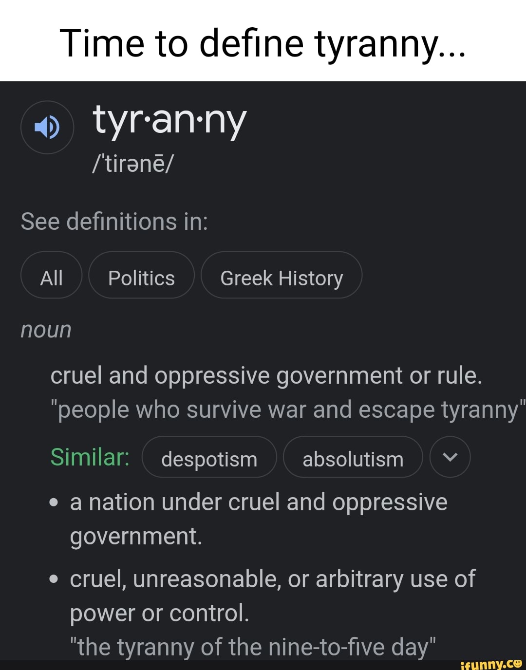 Tyranny Government Definition