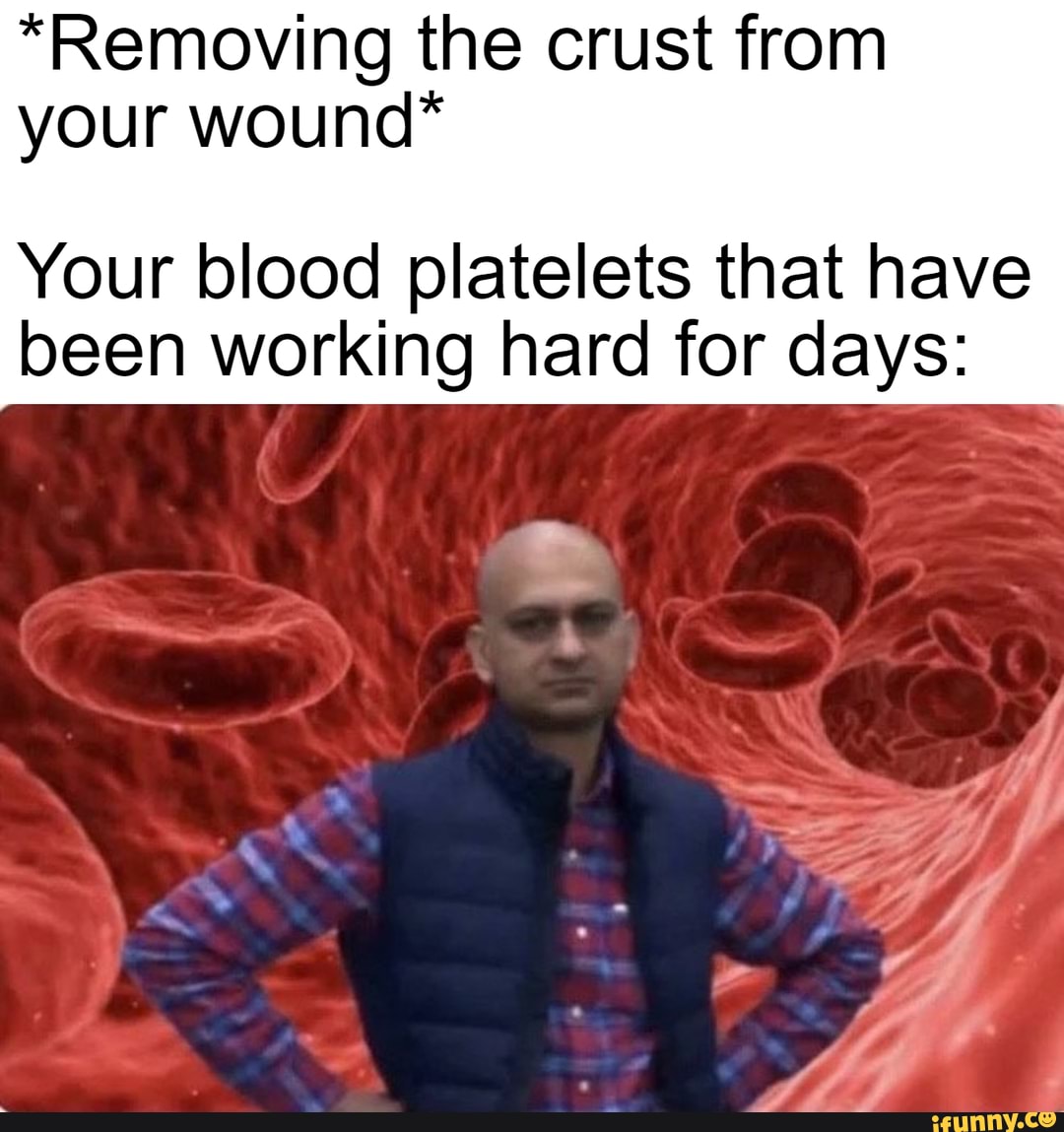 *Removing the crust from your wound* Your blood platelets that have ...