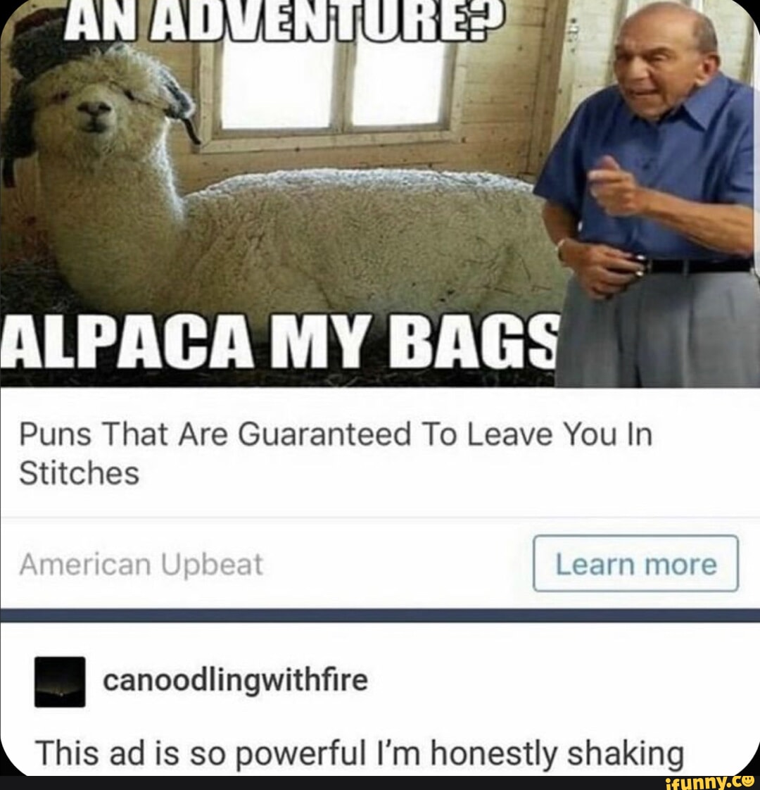 AN ALPACA MY BAGS Stitches Puns That Are Guaranteed To Leave You In ...