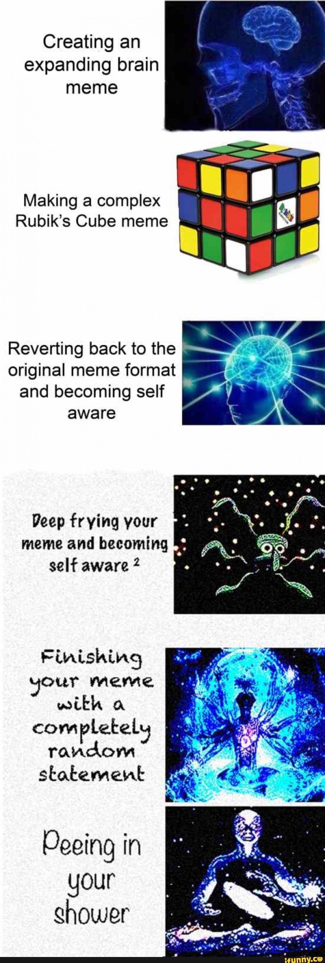 Creating an expanding brain meme Making a complex Rubik's Cube meme ...