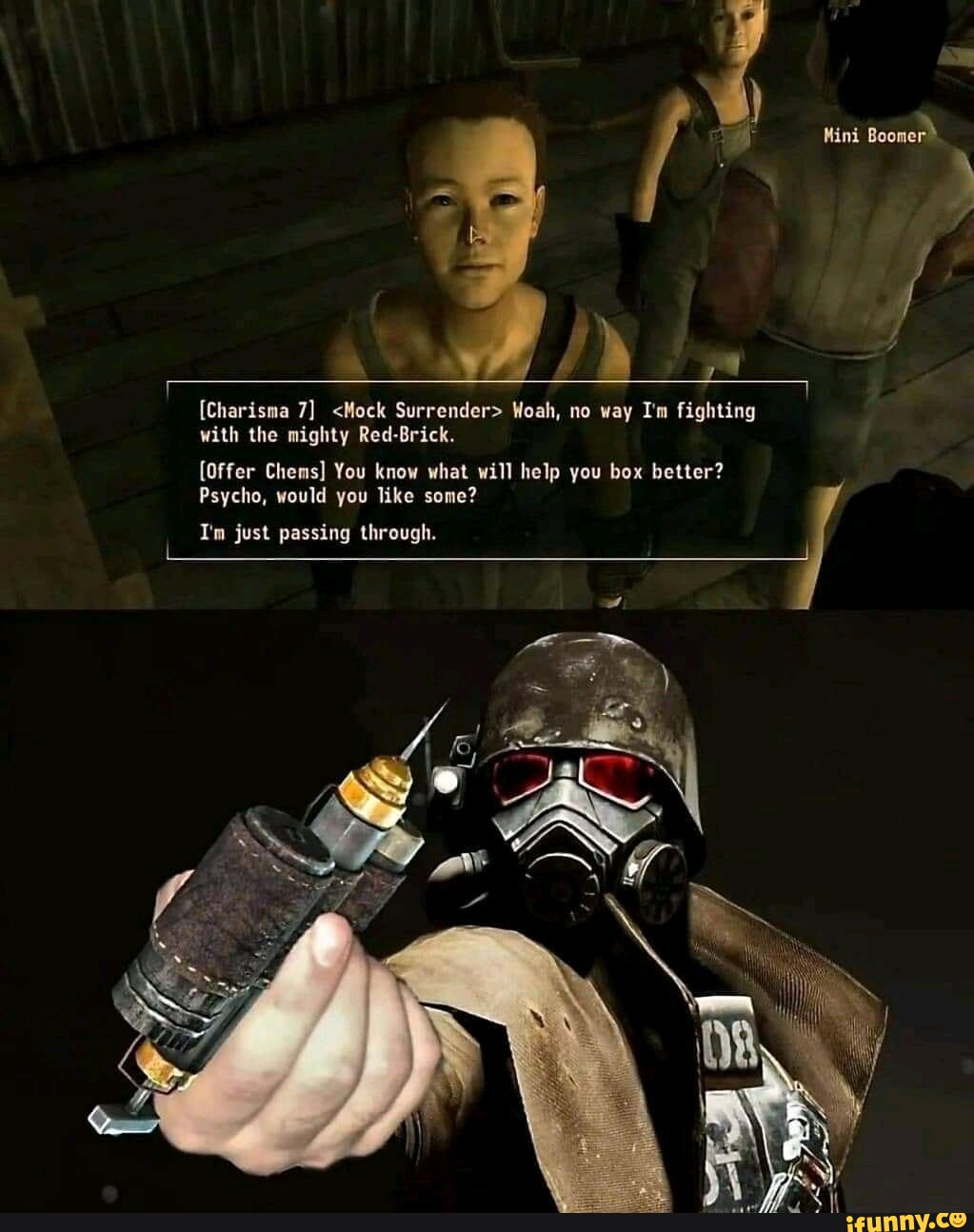 Mini Boomer ya (Charisma 7] Woah, no way I'm fighting with the mighty ...