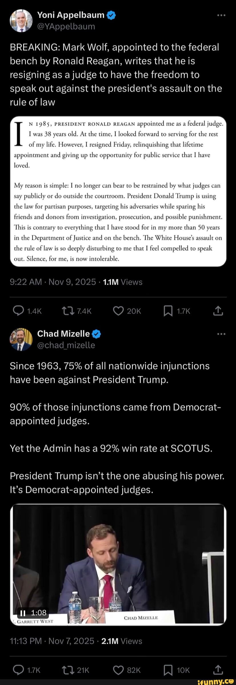 BREAKING: Mark Wolf, appointed to the federal bench by Ronald Reagan ...