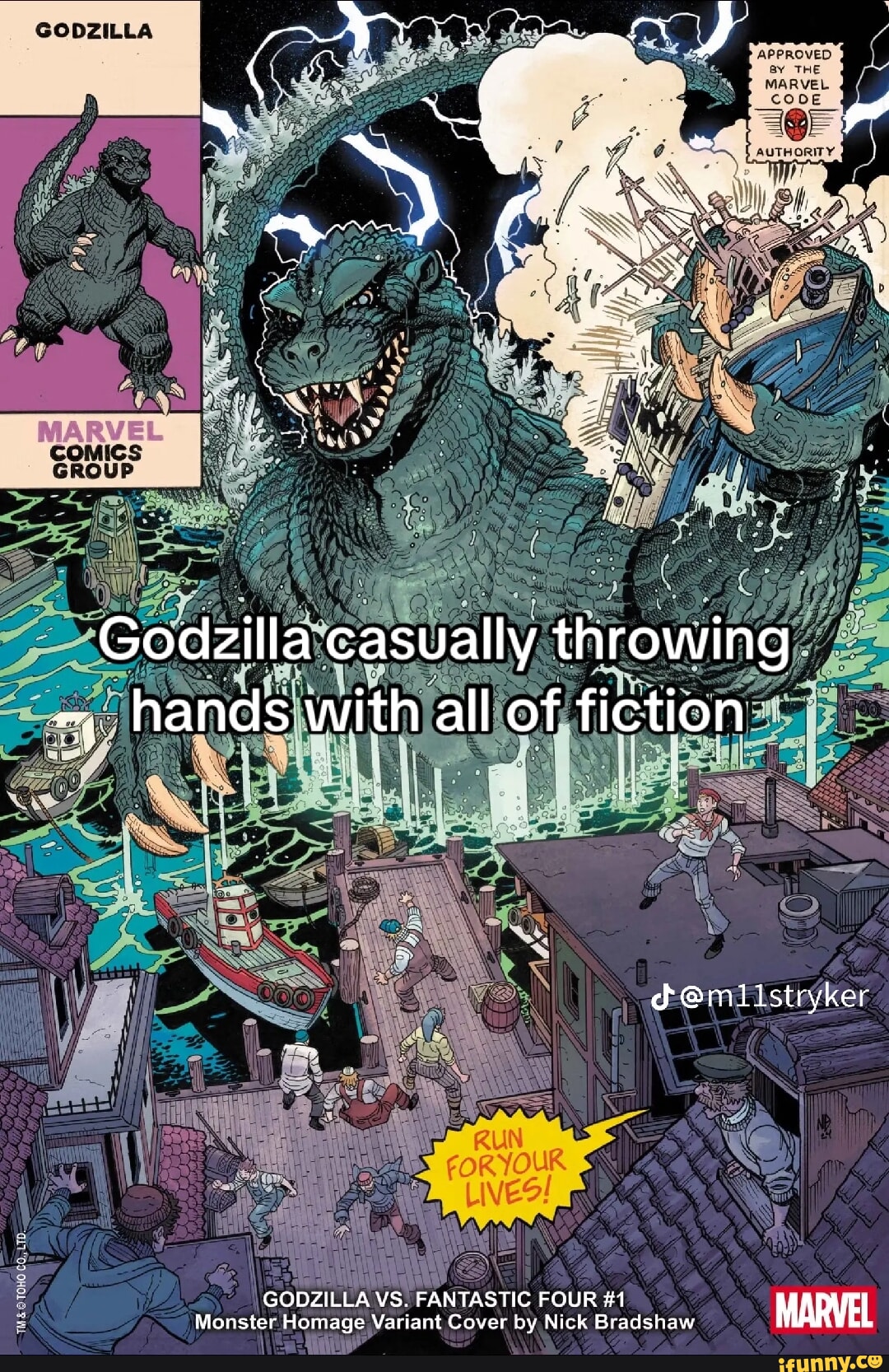 GODZILLA APPROVED BY THE MARVEL CODE AUTHORITY Godzilla casually ...