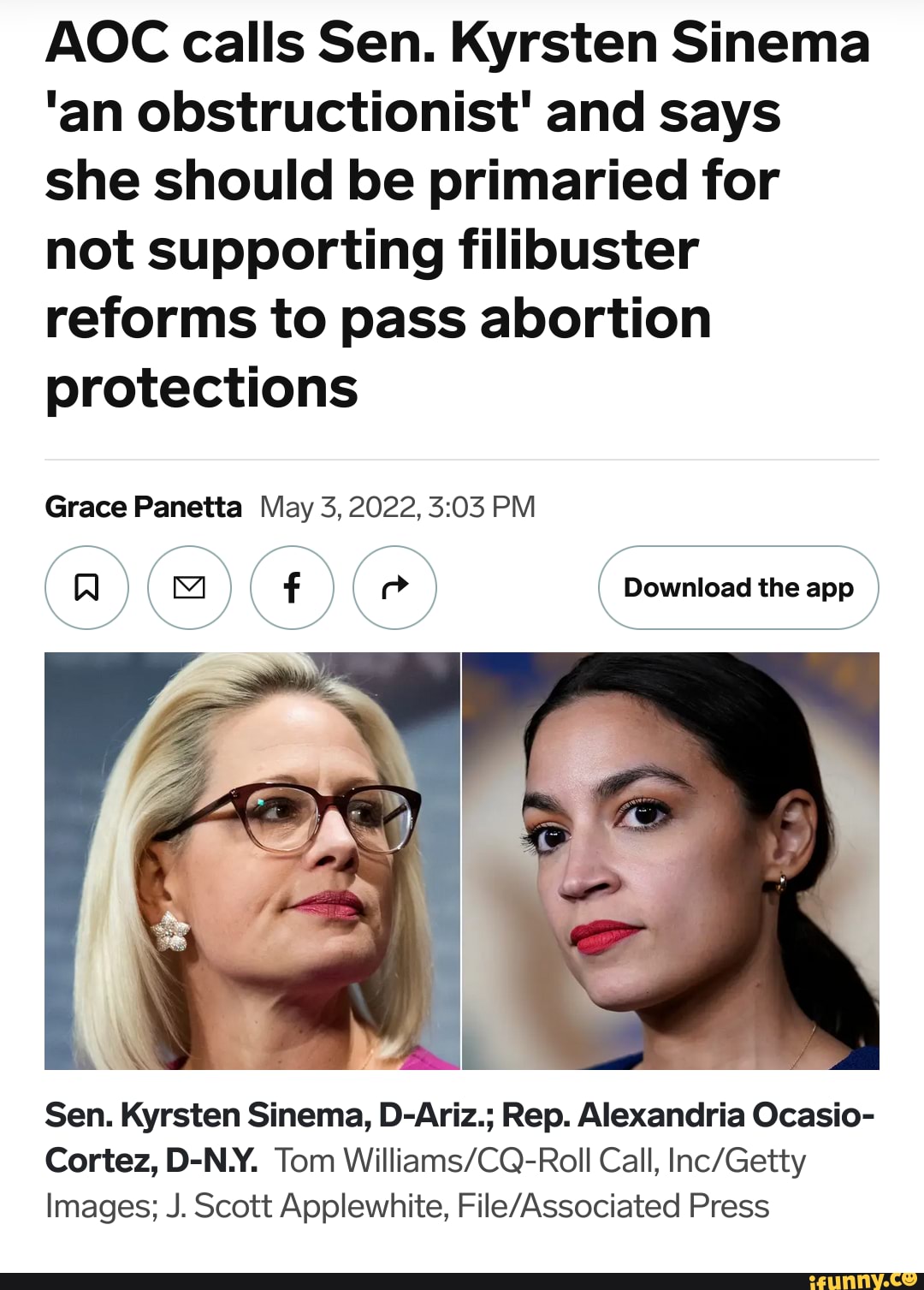 AOC calls Sen. Kyrsten Sinema 'an obstructionist' and says she should ...