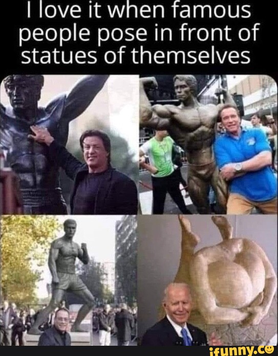 I love it wnen famous people pose in front of statues of themselves ...