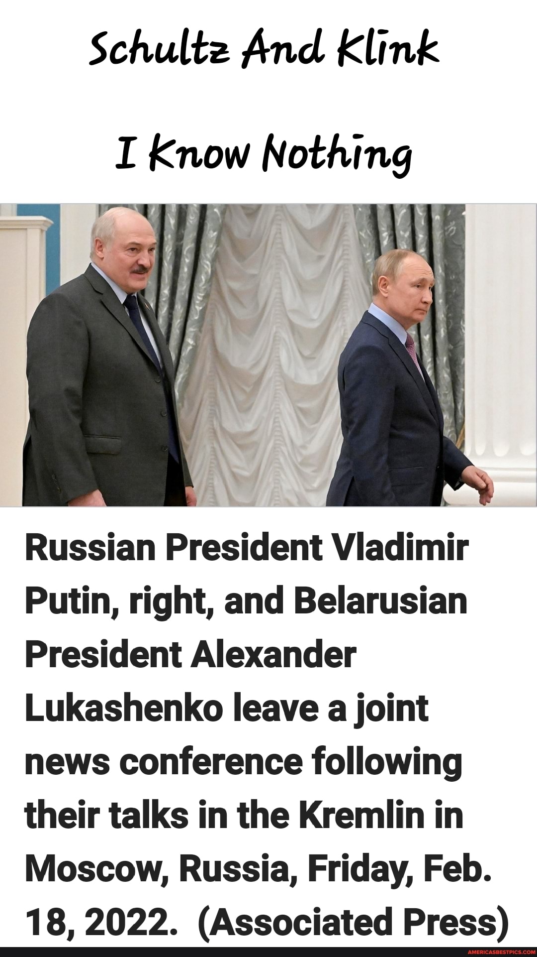 Schultz And Klink I Know Nothing re S Russian President Viadimir Putin ...