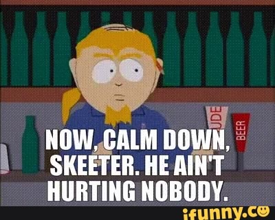 NOW, CALM DOWN, SKEETER. HE AIN'T HURTING NOBODY. - iFunny