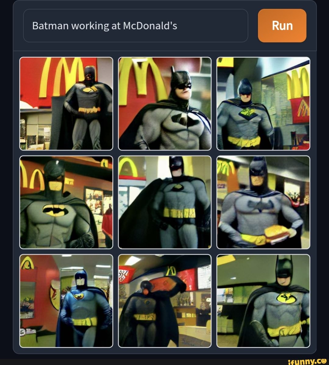 Batman working at McDonald's Run - iFunny