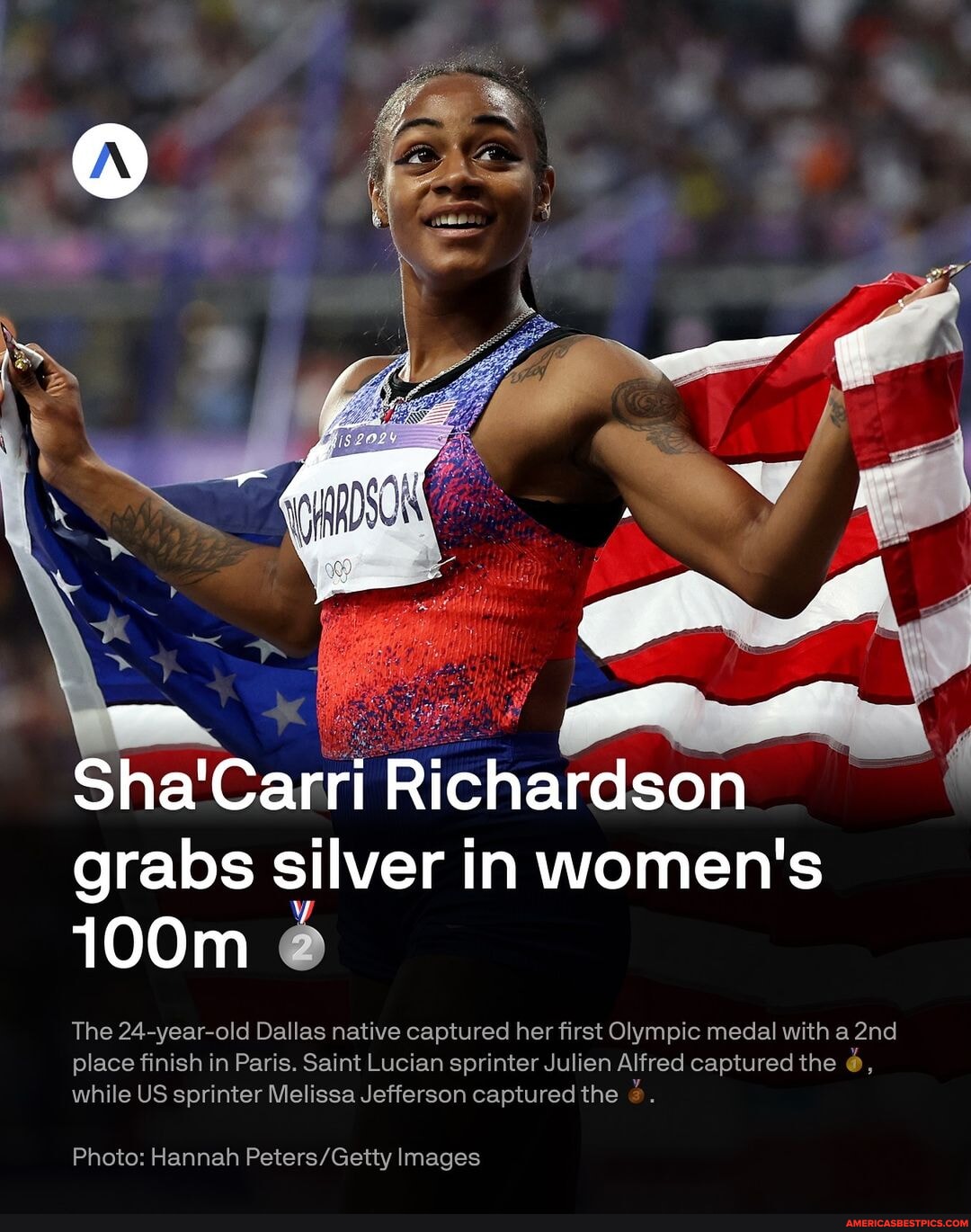🥈Sha’Carri Richardson has her first Olympic medal! The 24-year-old ...