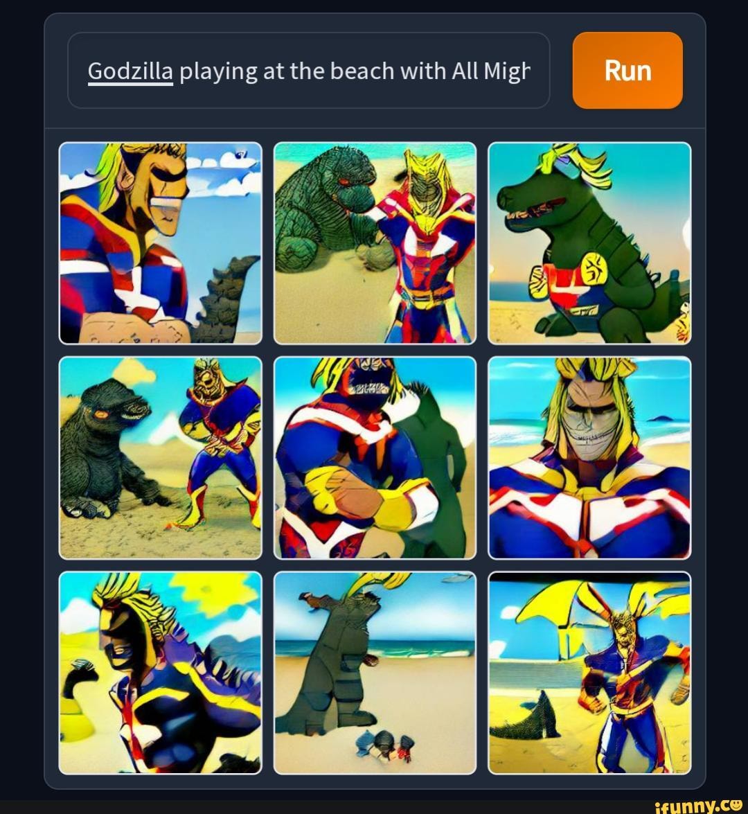 Godzilla playing at the beach with All Mig Run - iFunny