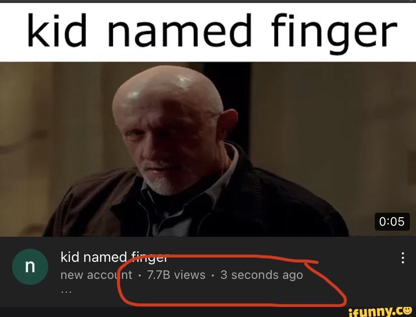 Kid named finger kid named finger new accolfnt - 7.7B views - 3 seconds ...
