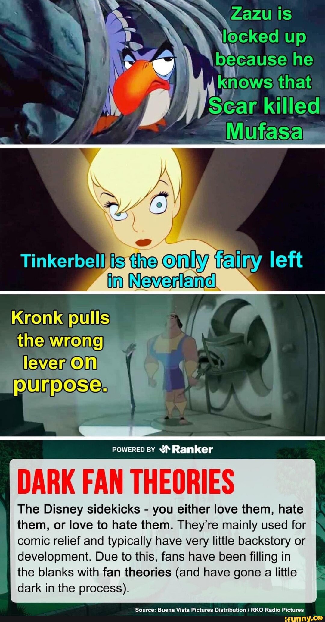 Zazu is locked up \because he knows that Tinkerbell isthe lett Kronk ...