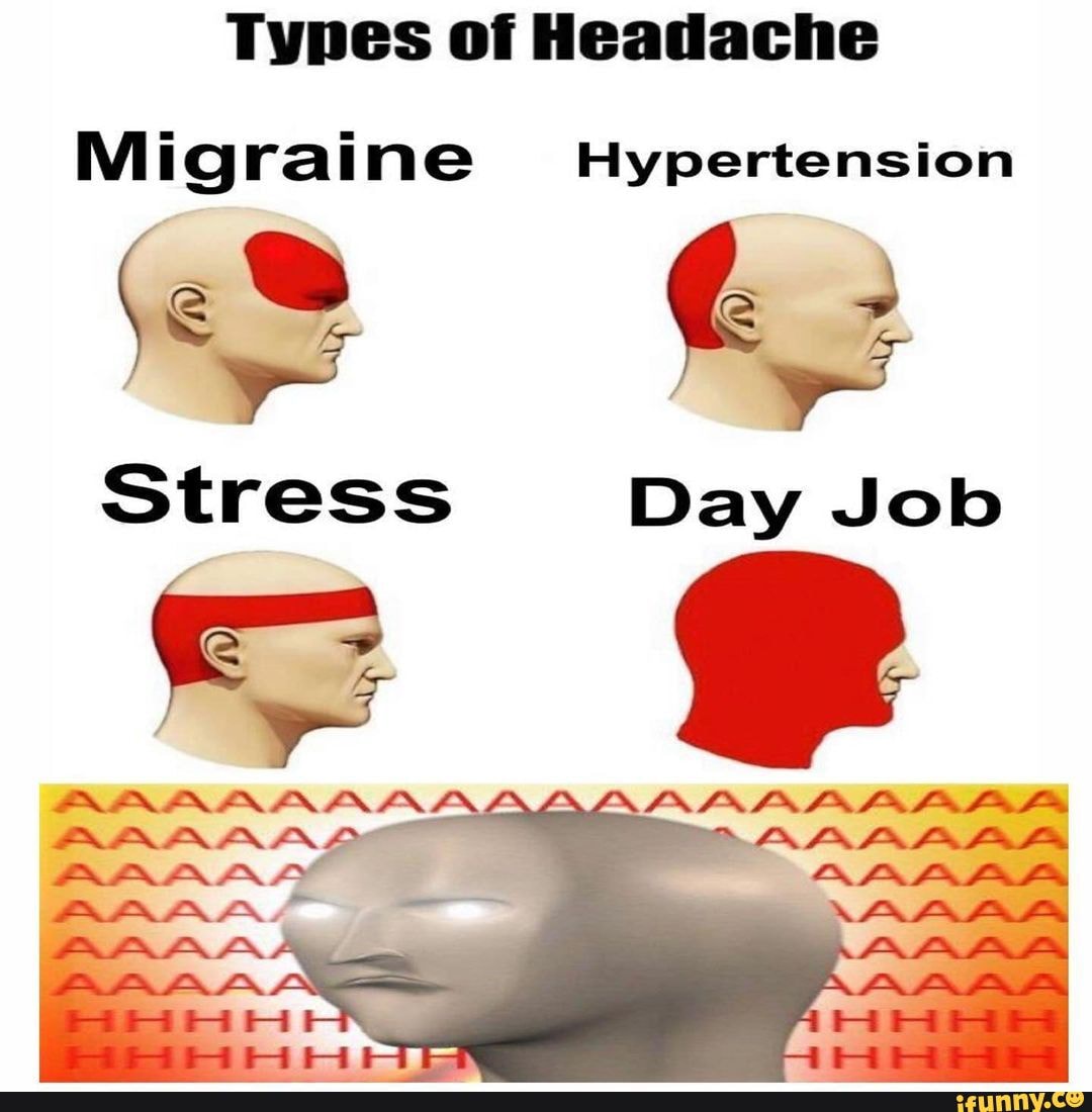Types of Headache Migraine Hypertension Stress Day Job AA MEX - iFunny
